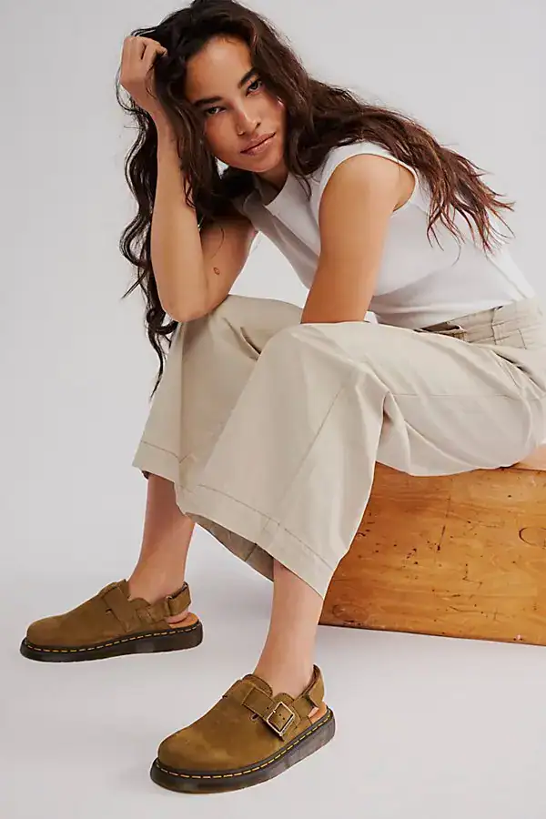Dr. Martens Jorge Ii Suede Slingbacks In Muted Olive - 64% Off